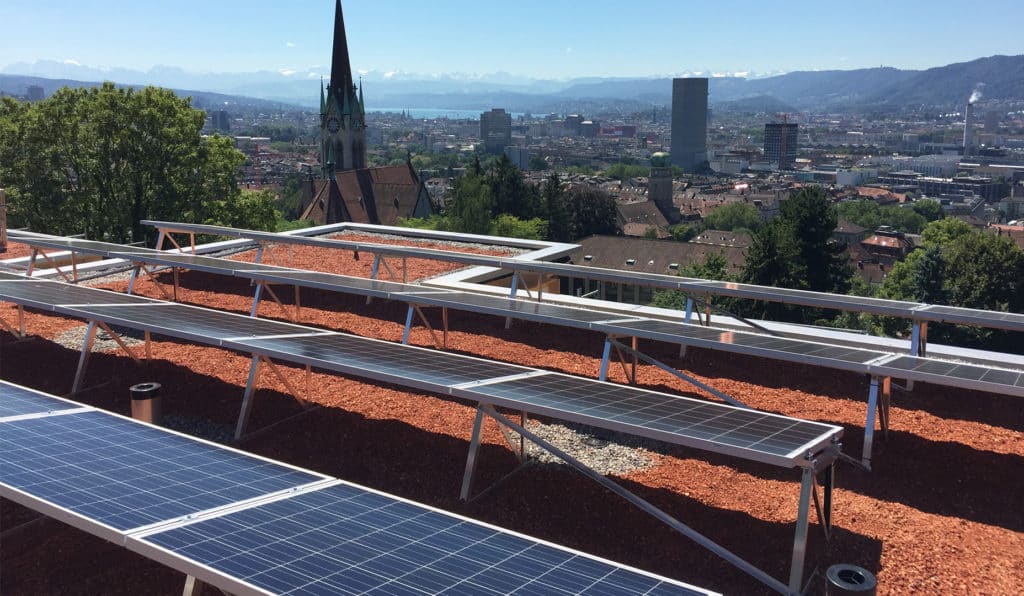 Flat roof in Zurich equipped with a K2 special construction - K2 Systems